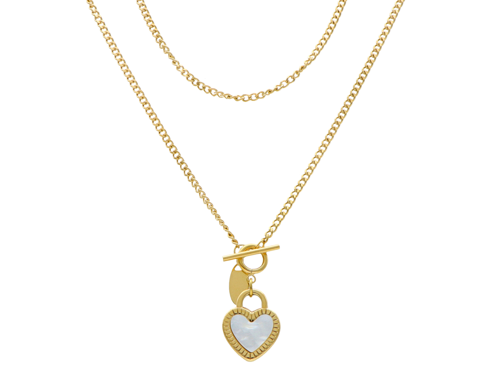 N3k05 naszyjnik masa perłowa i stal chirurgiczna - Naszyjniki ze stali chirurgicznej - Biżuteria ...